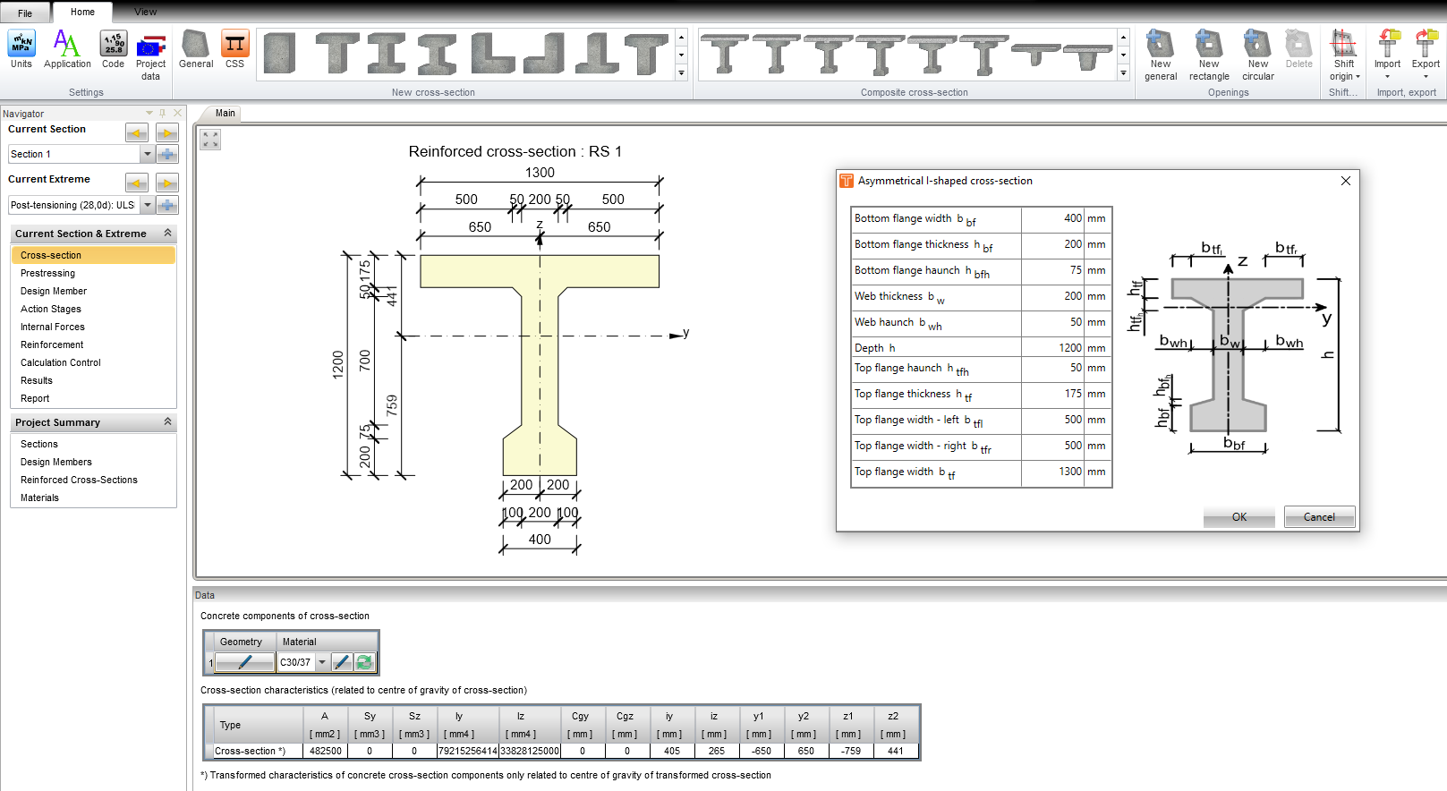 IOM Example - Prestressed Beam | IDEA StatiCa API